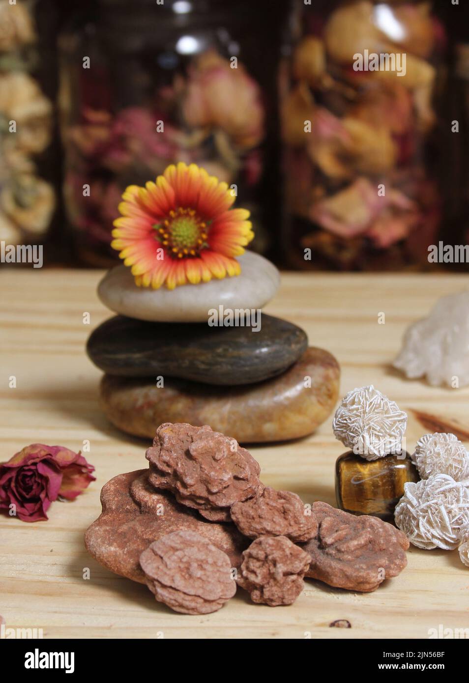 Desert Rose Rocks From Oklahoma on Meditation Altar Stock Photo - Alamy