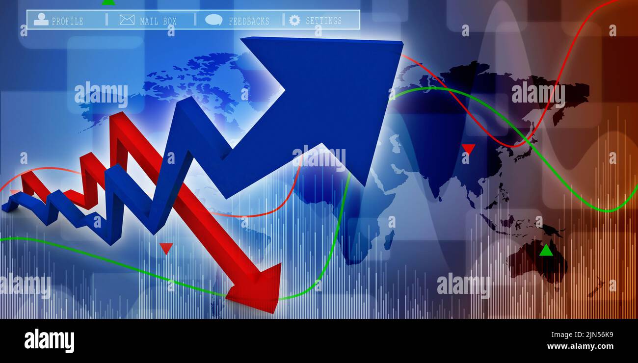 3d illustration inflation and deflation graph Stock Photo - Alamy