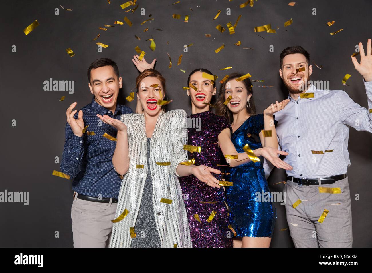 Black stylish falling confetti hi-res stock photography and images - Alamy