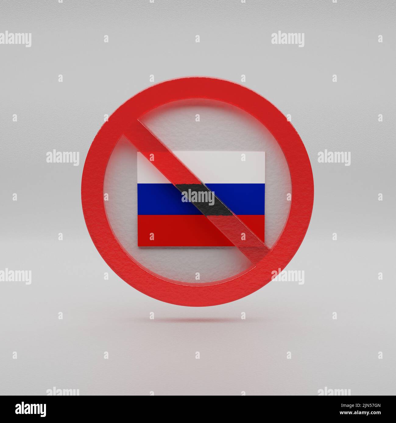 Beautiful abstract illustration Flag Russia Forbidden, prohibiting sign ...