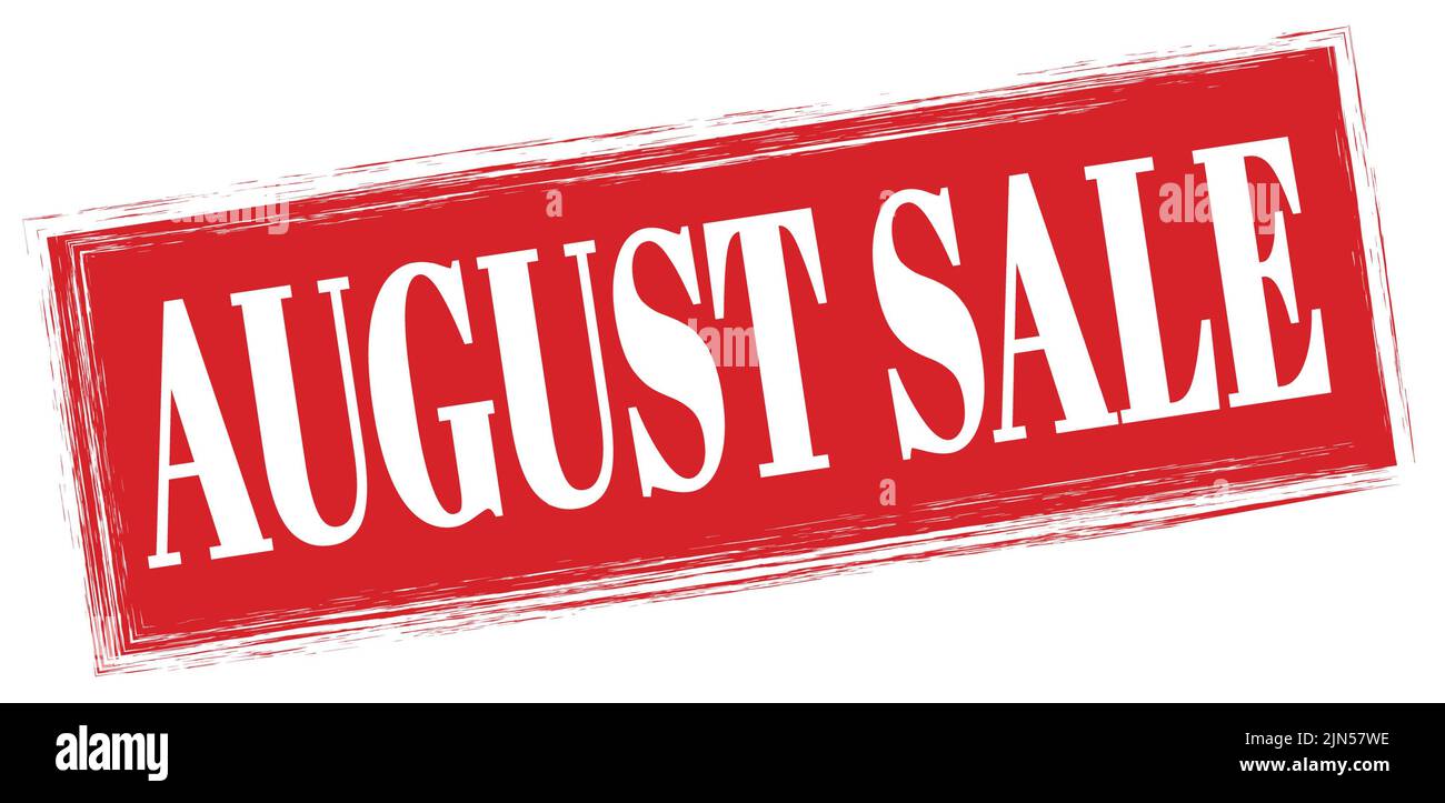 AUGUST SALE text written on red rectangle stamp sign Stock Photo - Alamy