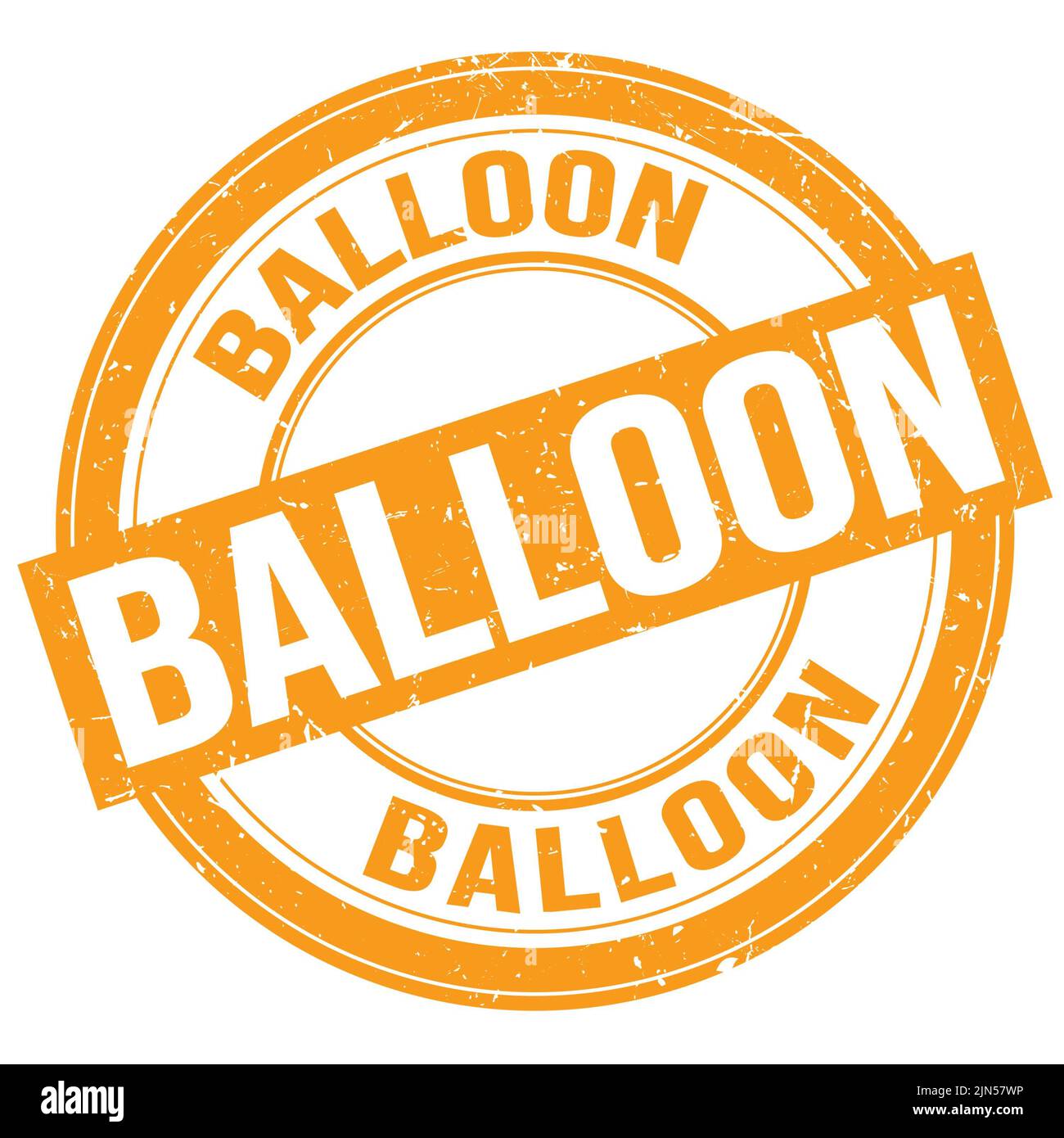 BALLOON text written on orange round grungy stamp sign Stock Photo - Alamy