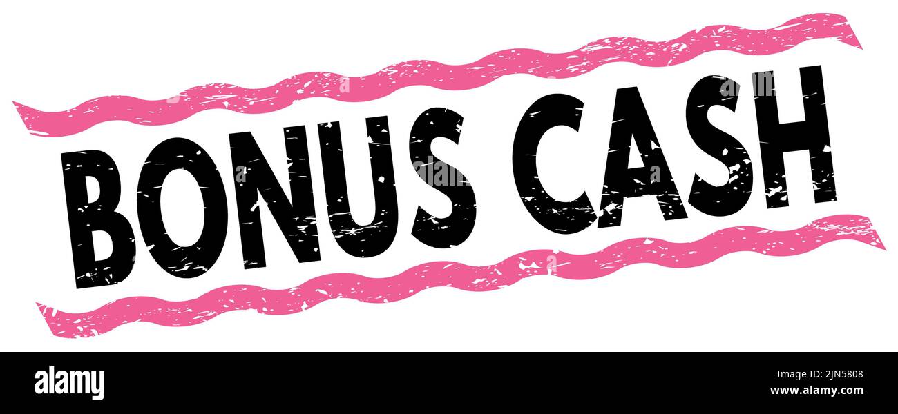 BONUS CASH text written on pink-black lines stamp sign Stock Photo - Alamy