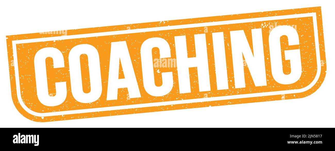 COACHING text written on orange grungy stamp sign Stock Photo - Alamy