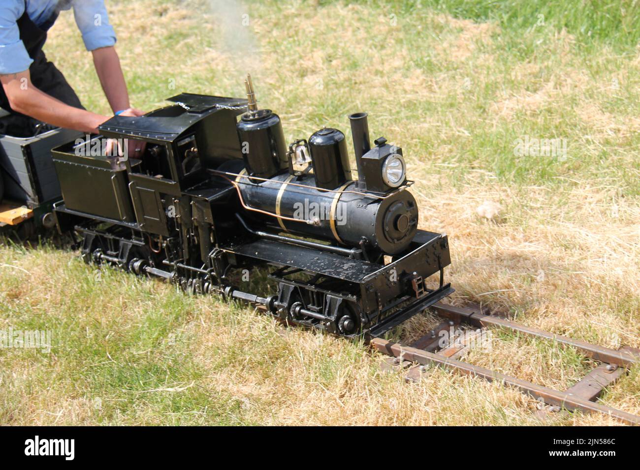 A Coal Fired Steam Powered Miniature Railway Engine Stock Photo - Alamy