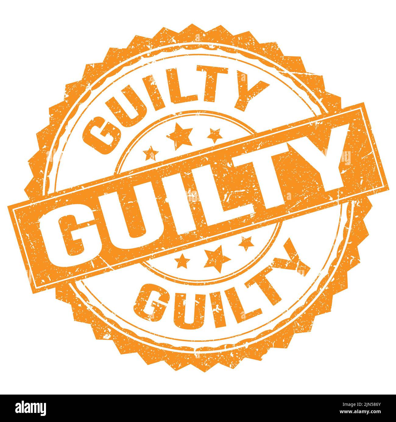 GUILTY text written on orange round stamp sign Stock Photo - Alamy