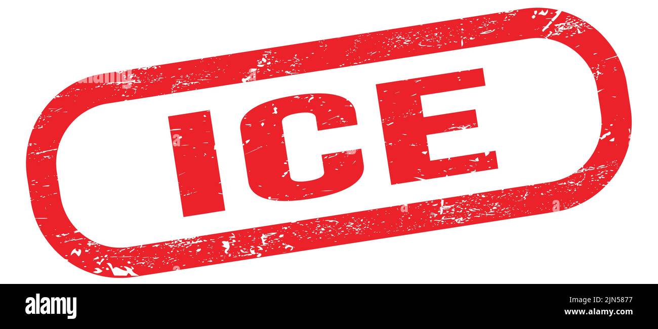 ICE, text written on red rectangle stamp sign Stock Photo - Alamy