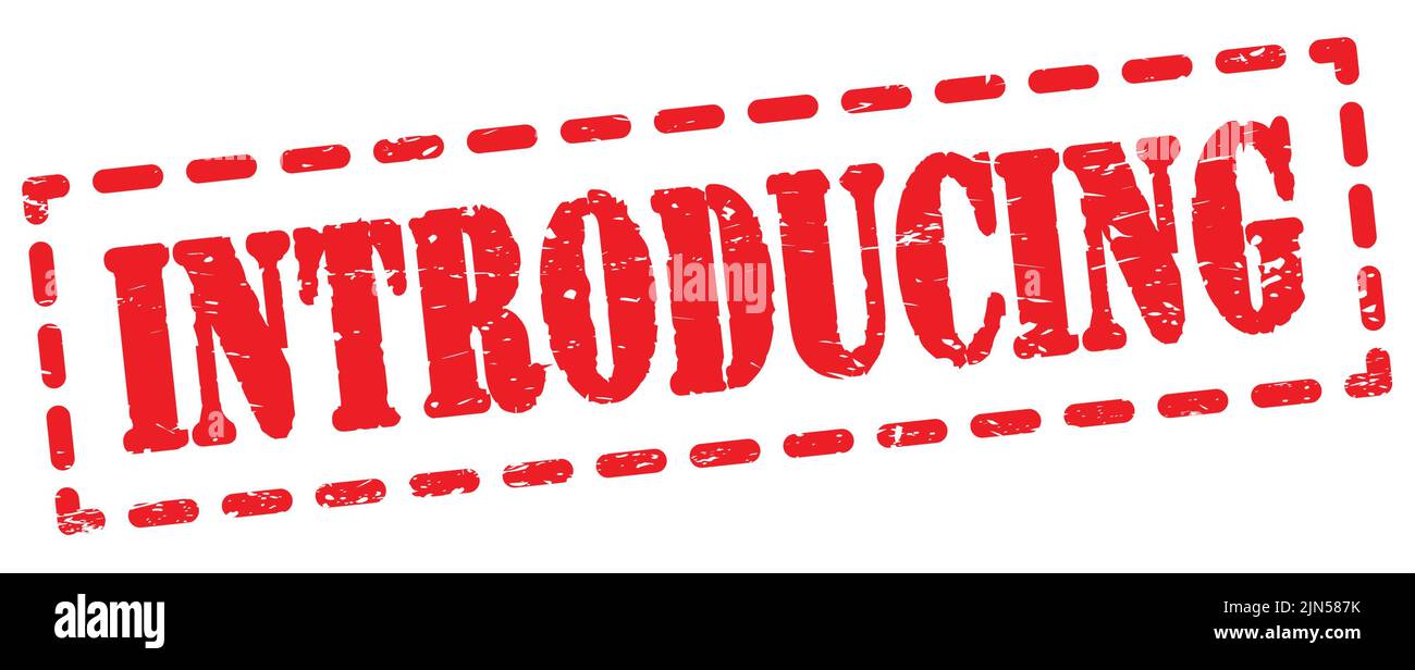 INTRODUCING text written on red dash stamp sign Stock Photo - Alamy