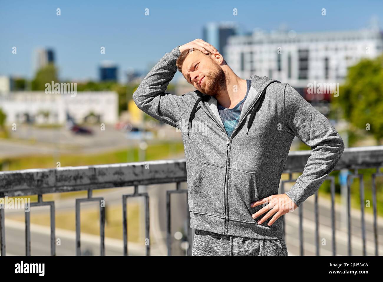 Fitness man warm up neck hi-res stock photography and images - Alamy