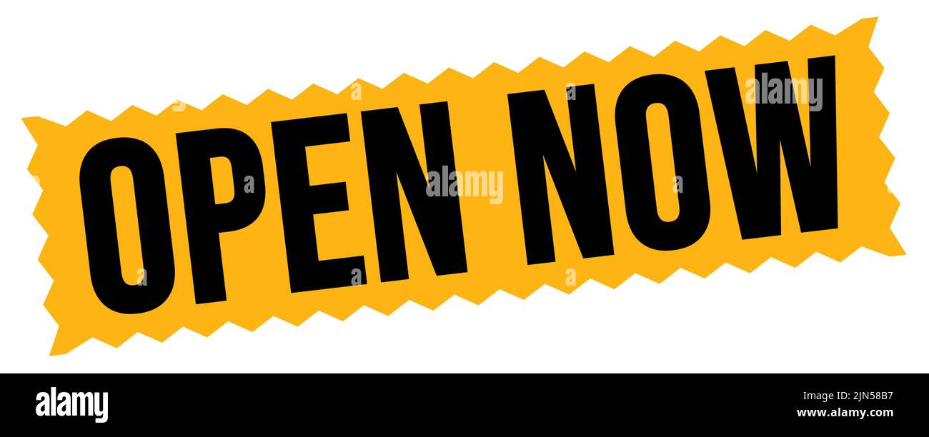 Now open sticker black hi-res stock photography and images - Alamy
