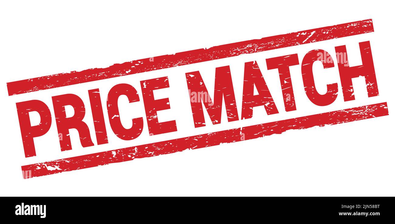 PRICE MATCH text written on red rectangle stamp sign Stock Photo - Alamy