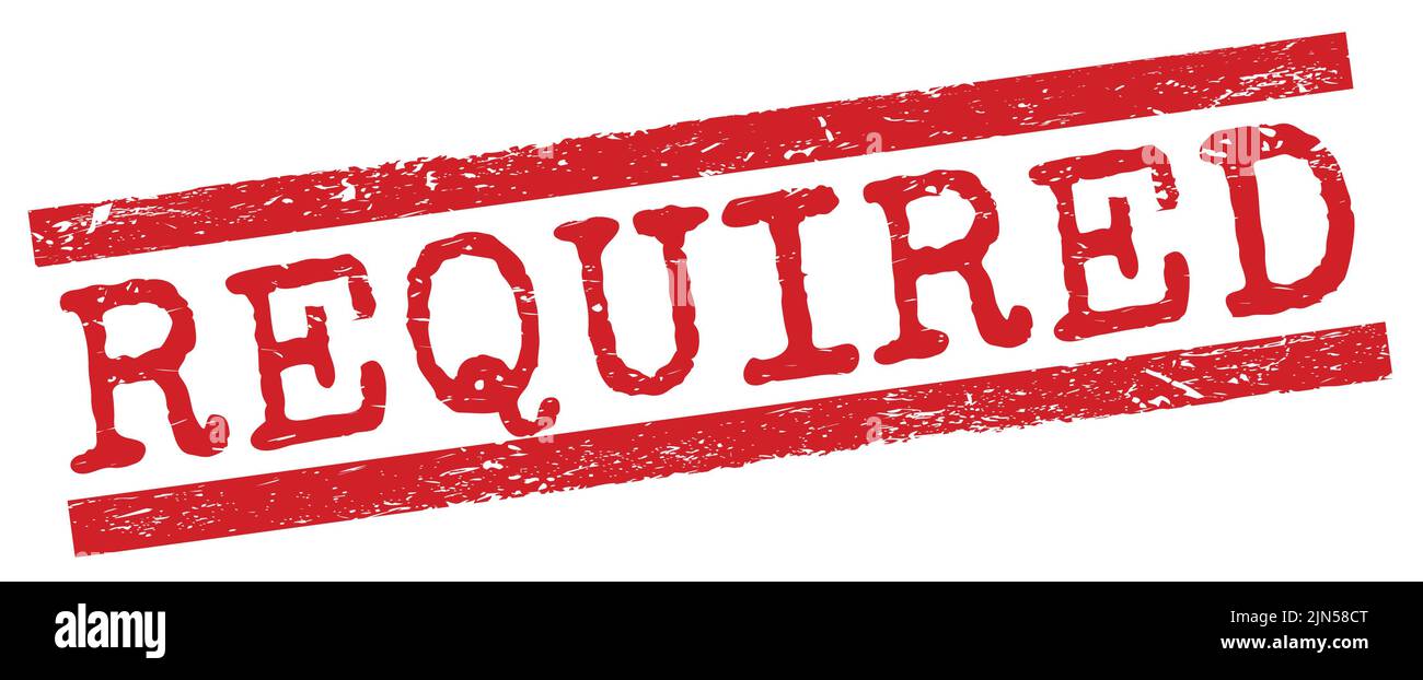 REQUIRED text written on red grungy lines stamp sign Stock Photo - Alamy