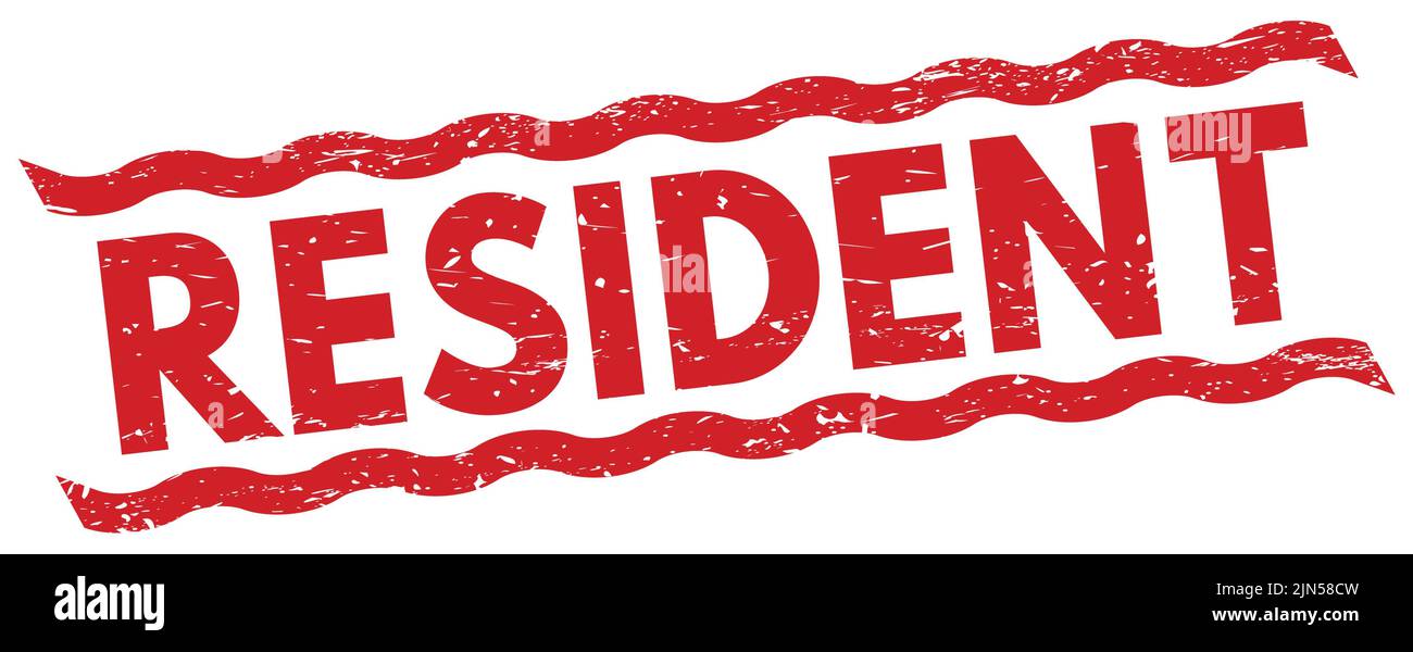 RESIDENT text written on red lines stamp sign Stock Photo - Alamy