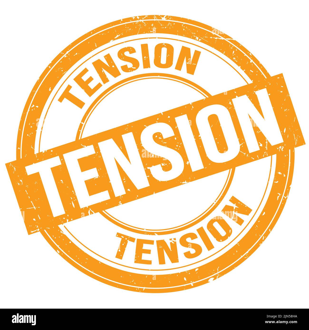 TENSION text written on orange round grungy stamp sign Stock Photo - Alamy