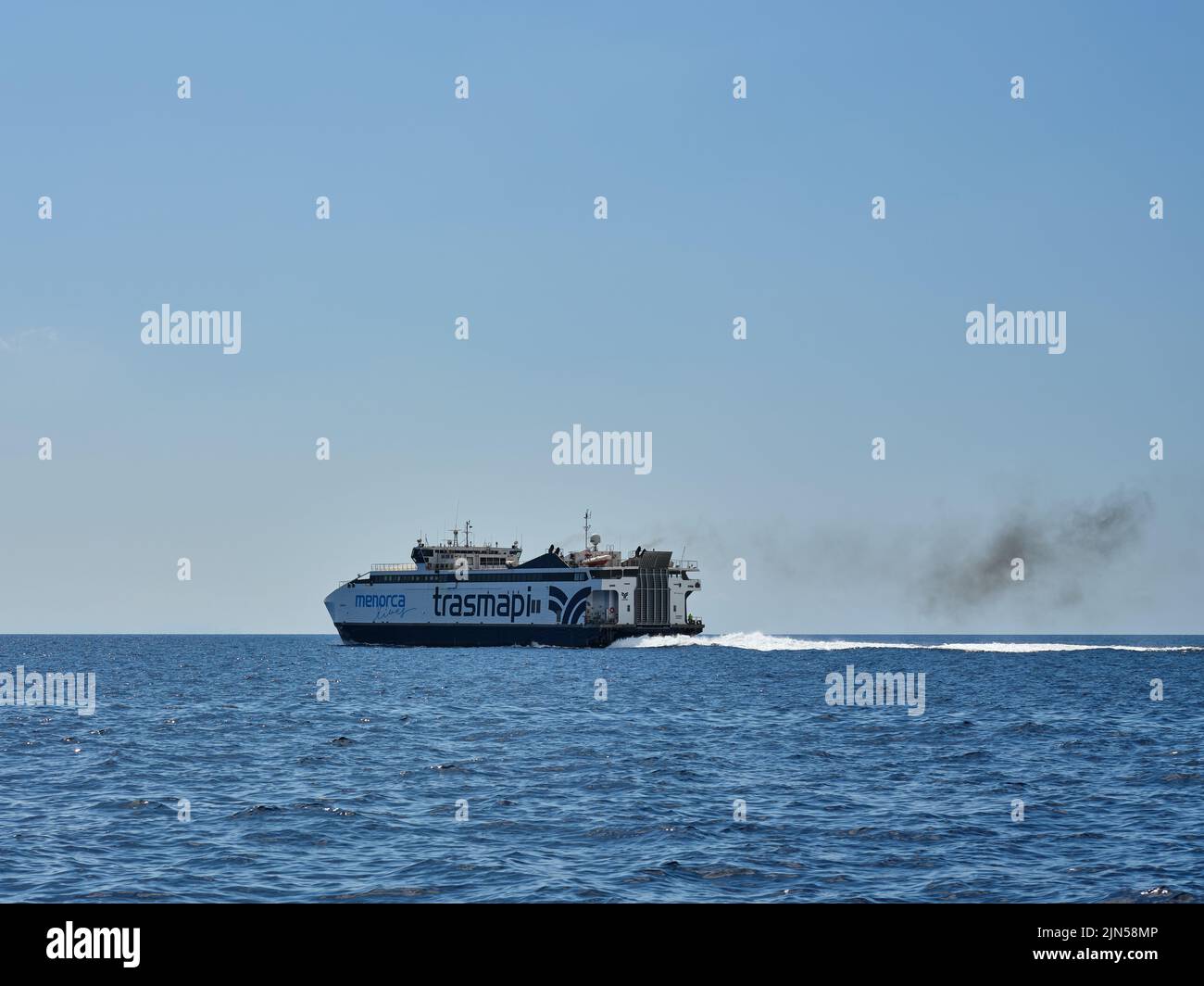 Trasmapi Menorca ferry sails across the sea Stock Photo - Alamy