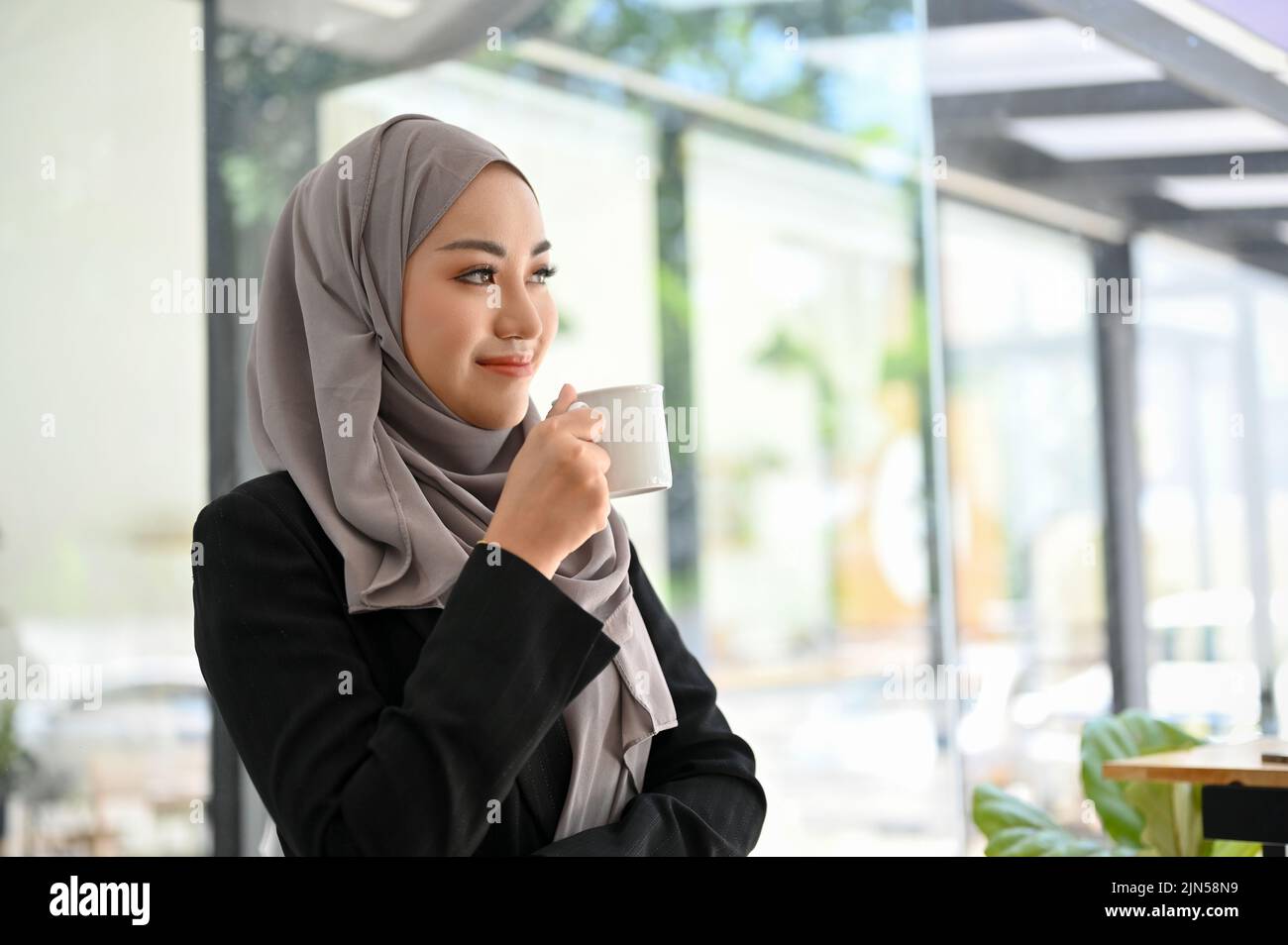 Attractive and successful Asian Muslim businesswoman or female boss in ...