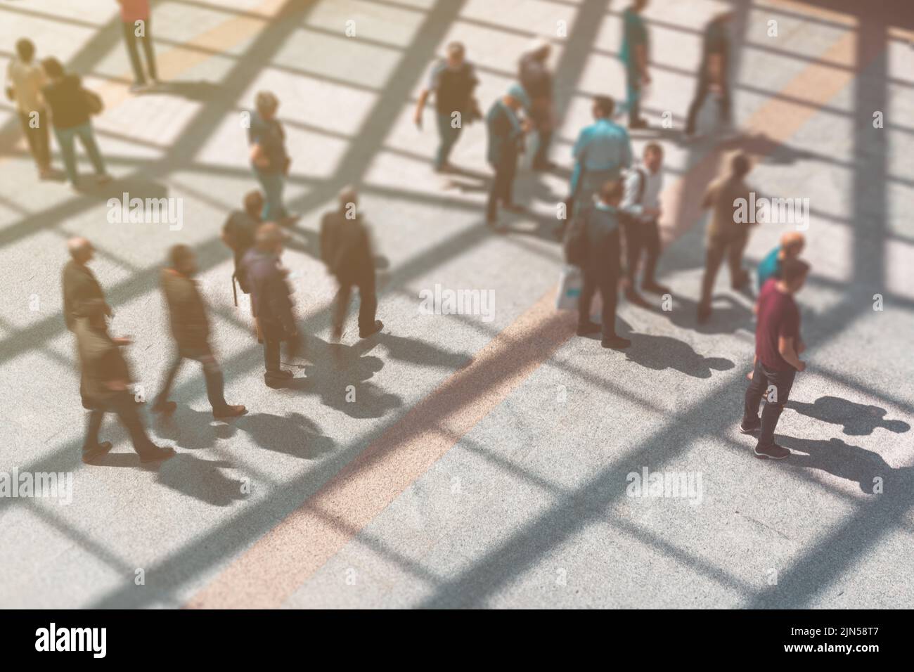 Blur crowd of people on public place, high angle view Stock Photo - Alamy