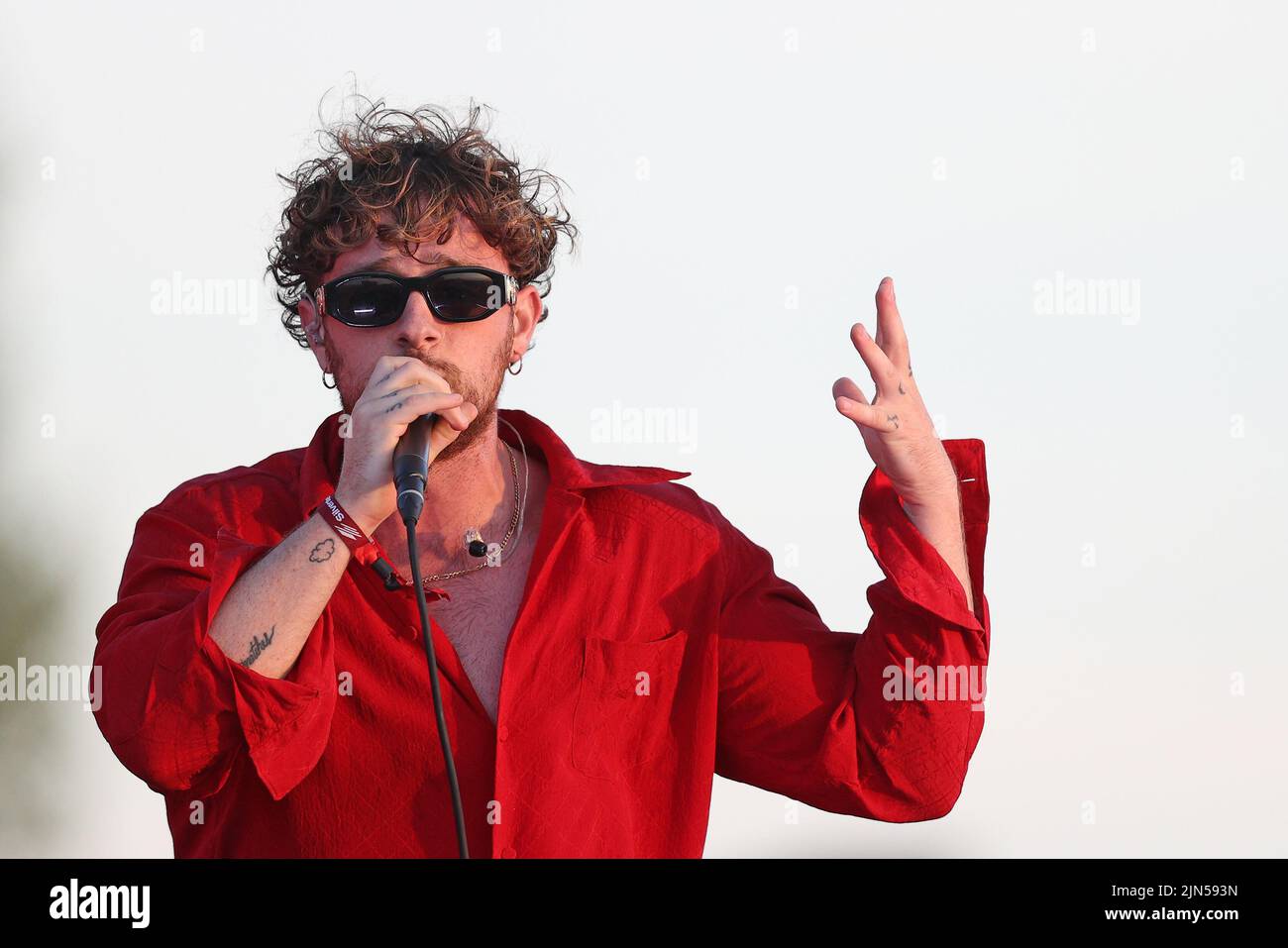 English singer songwriter Tom Grennan performs at Silverstone during ...