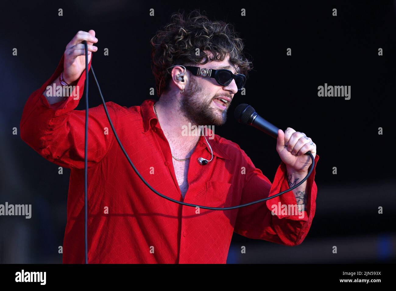 English singer songwriter Tom Grennan performs at Silverstone during ...