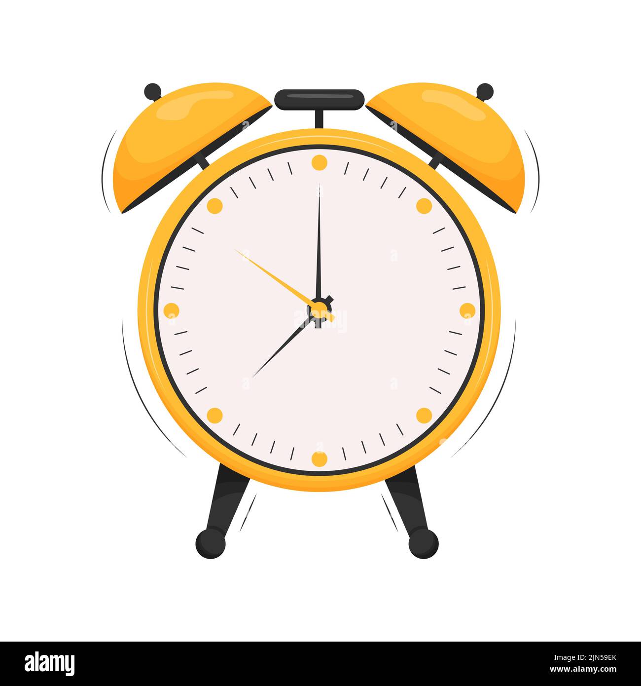 Cartoon alarm clock. Wake-up time isolated on background. Flat vector ...