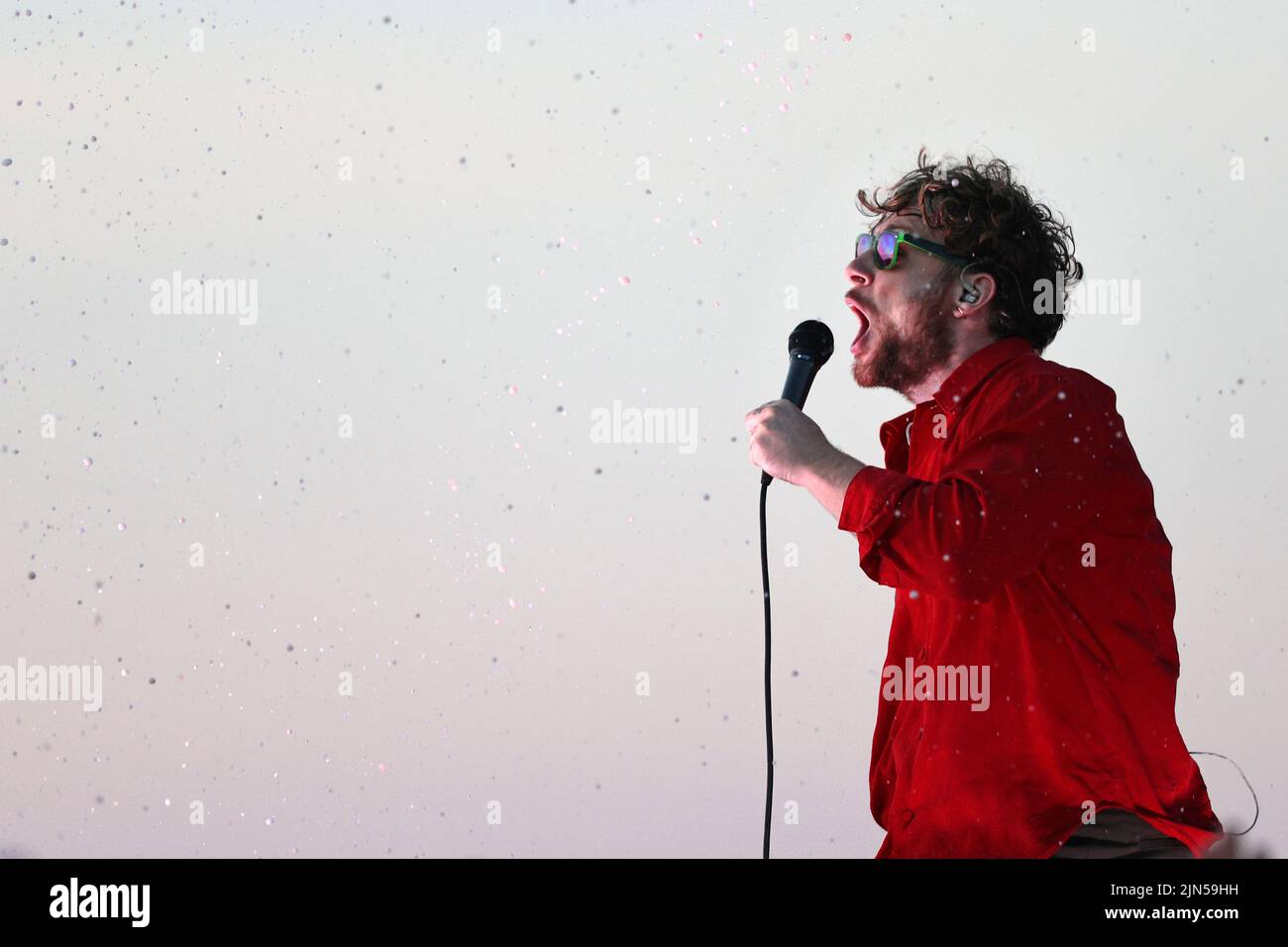 English singer songwriter Tom Grennan performs at Silverstone during ...