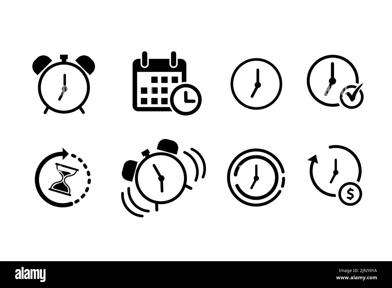 Stock vector time icon set in flat style fast time simple outline icon ...