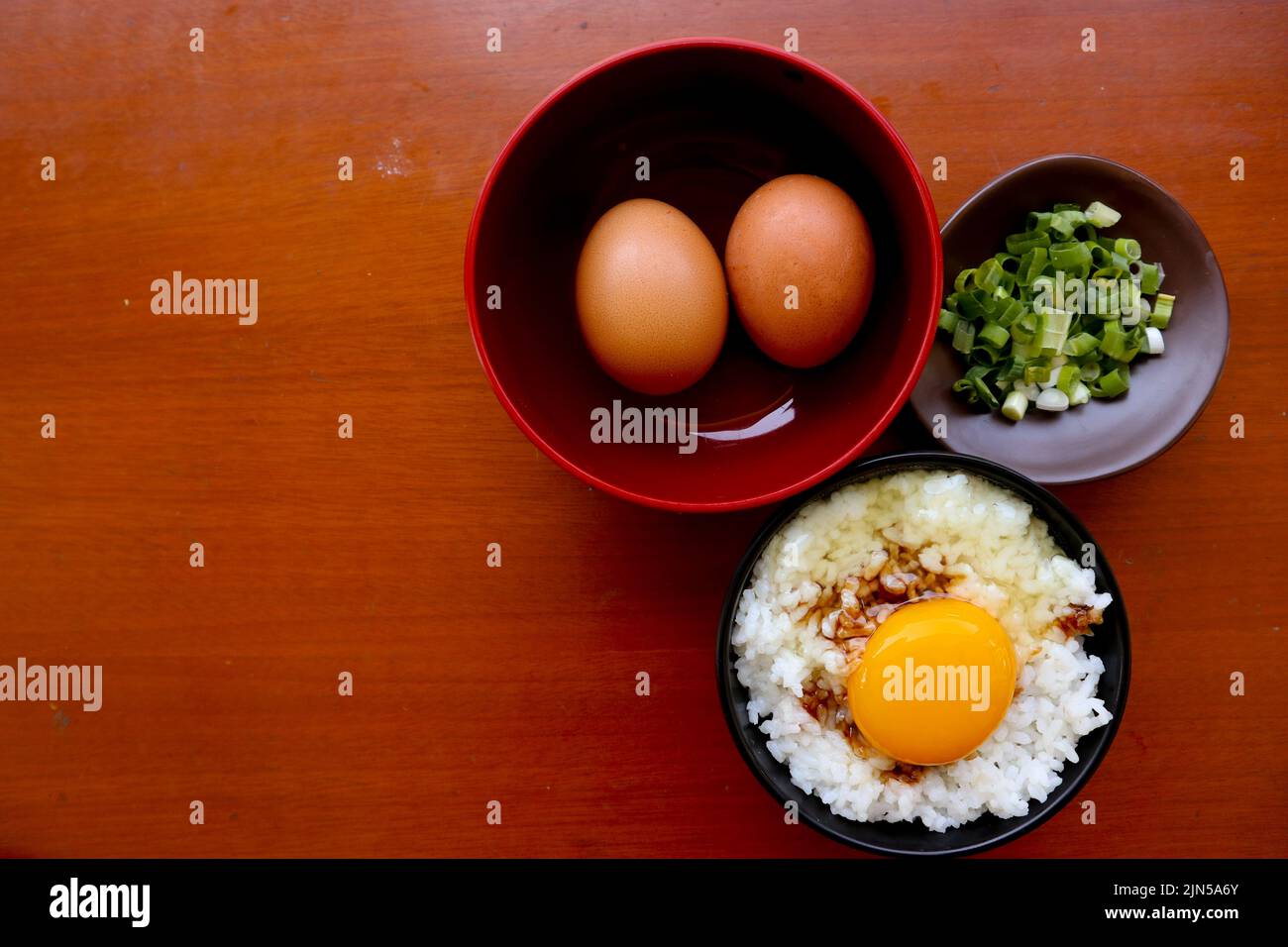 tamago kake gohan or raw egg on rice. traditional food from japan, eat ...