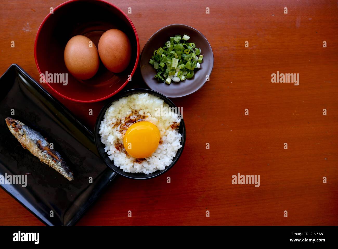 "tamago kake gohan or raw egg on rice. traditional food from japan, eat ...