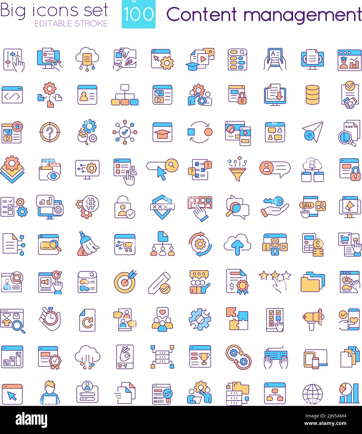 Content management RGB color icons set Stock Vector Image & Art - Alamy