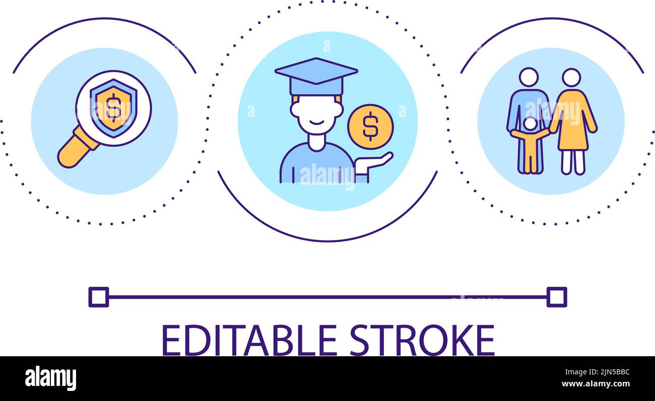 Family savings for children education loop concept icon Stock Vector ...
