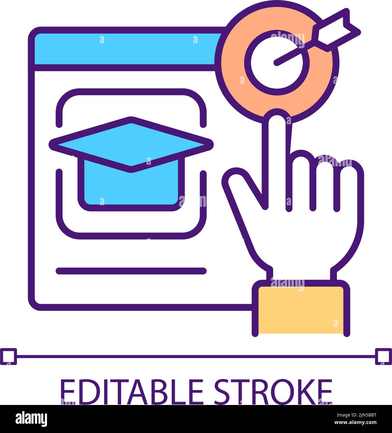 Achieving educational goals with elearning RGB color icon Stock Vector ...