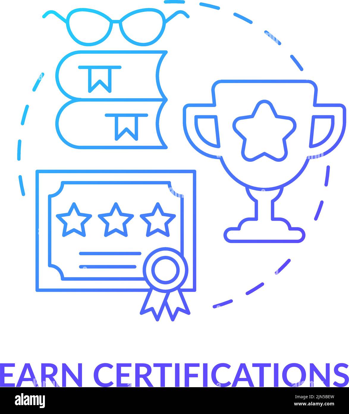 Earn certifications blue gradient concept icon Stock Vector Image & Art ...