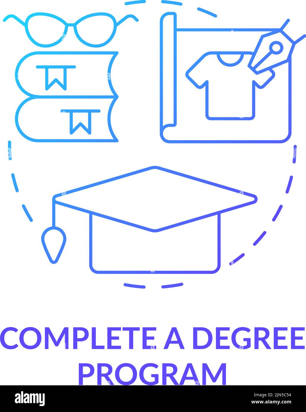 Complete degree program blue gradient concept icon Stock Vector Image ...