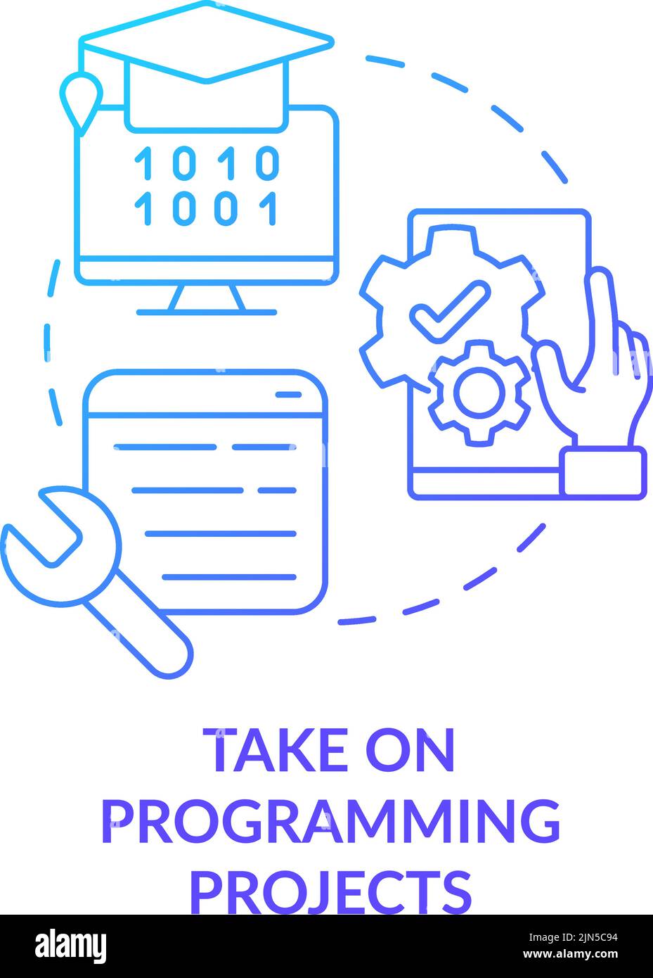 Take on programming projects blue gradient concept icon Stock Vector ...