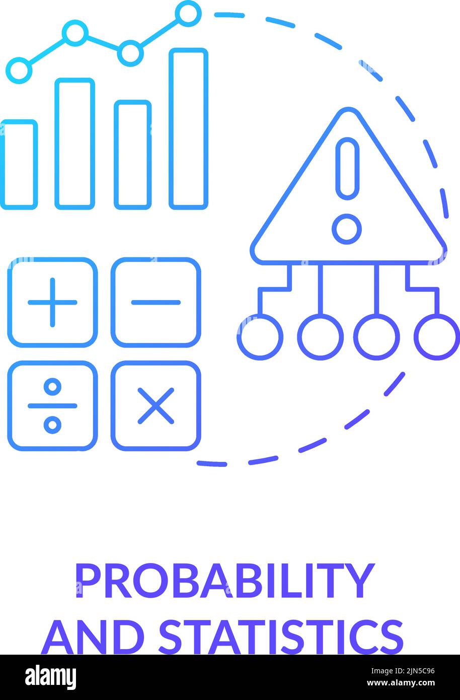 Probability and statistics blue gradient concept icon Stock Vector ...