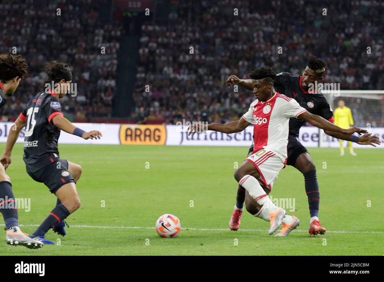 AMSTERDAM, THE NETHERLANDS - JULY 30: Erick Gutierrez of PSV, Mohamed ...
