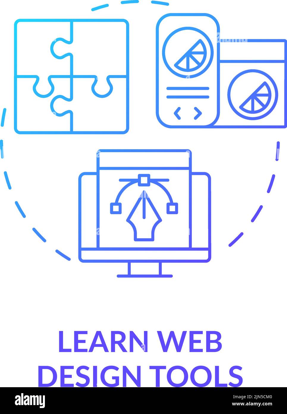 Learn web design tools blue gradient concept icon Stock Vector Image ...