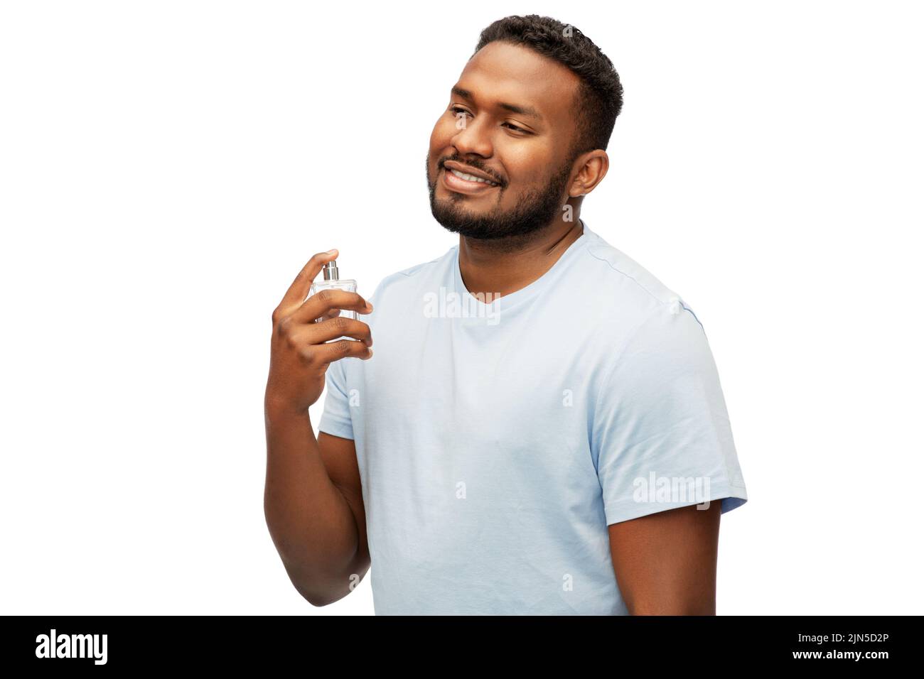 happy african american man with perfume Stock Photo - Alamy