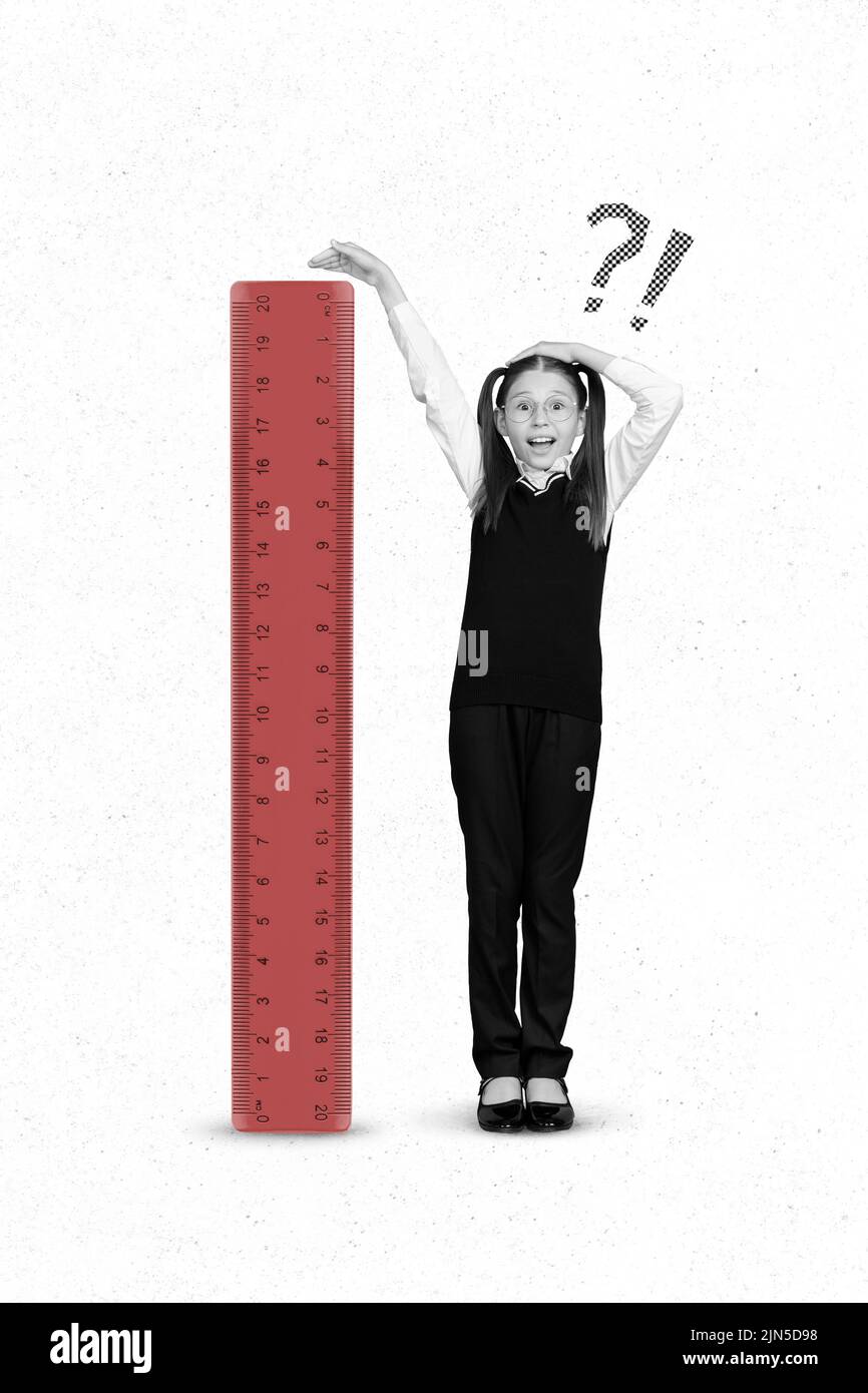 Photo artwork minimal picture of small kid measuring ruler height ...