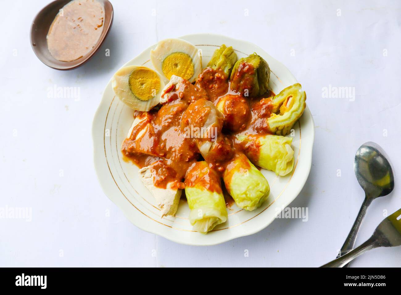 siomay or dumplings is traditional indonesian- china food with peanut ...