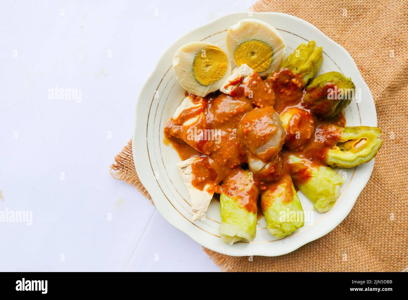 siomay or dumplings is traditional indonesian- china food with peanut ...