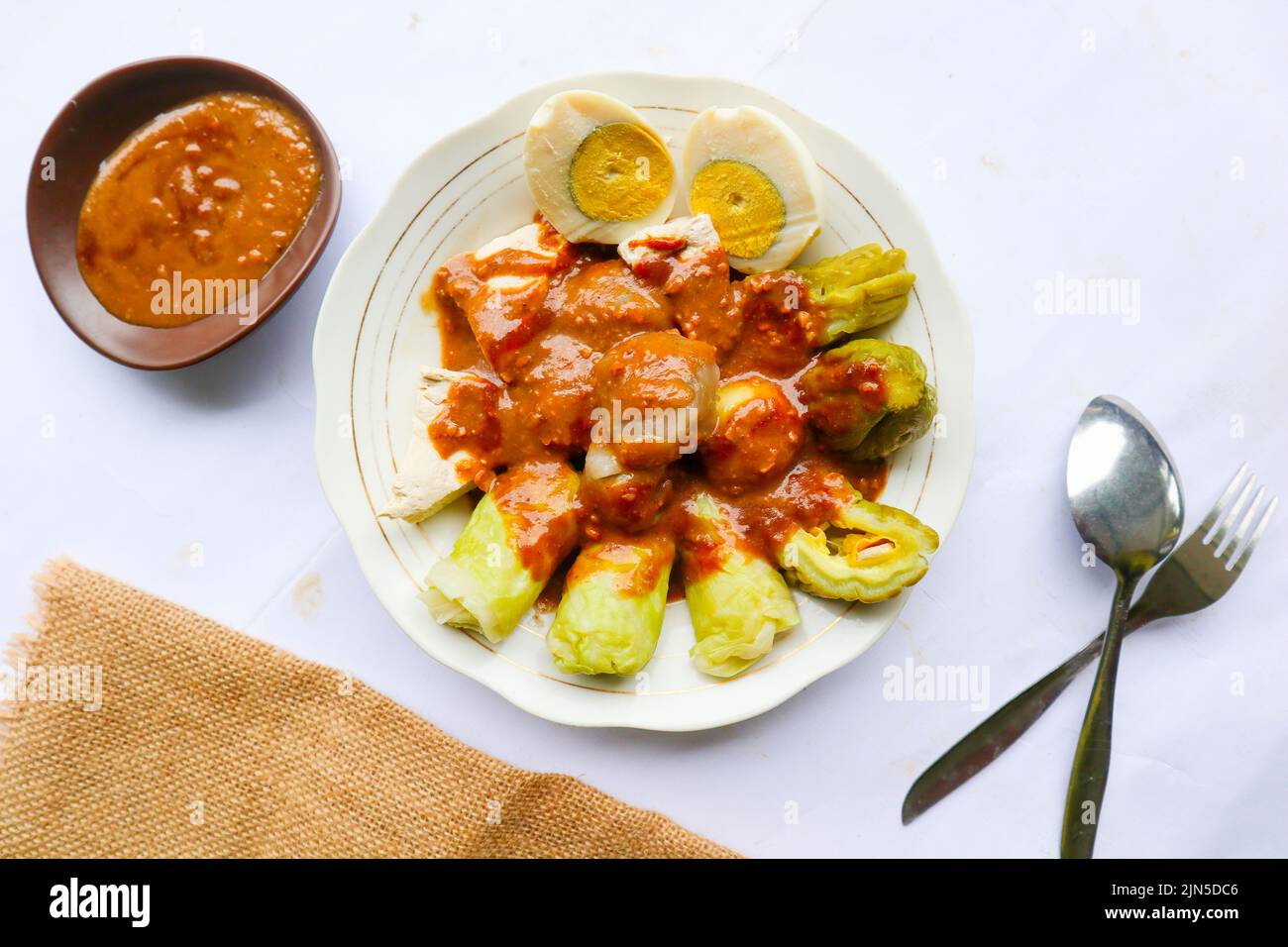 siomay or dumplings is traditional indonesian- china food with peanut ...