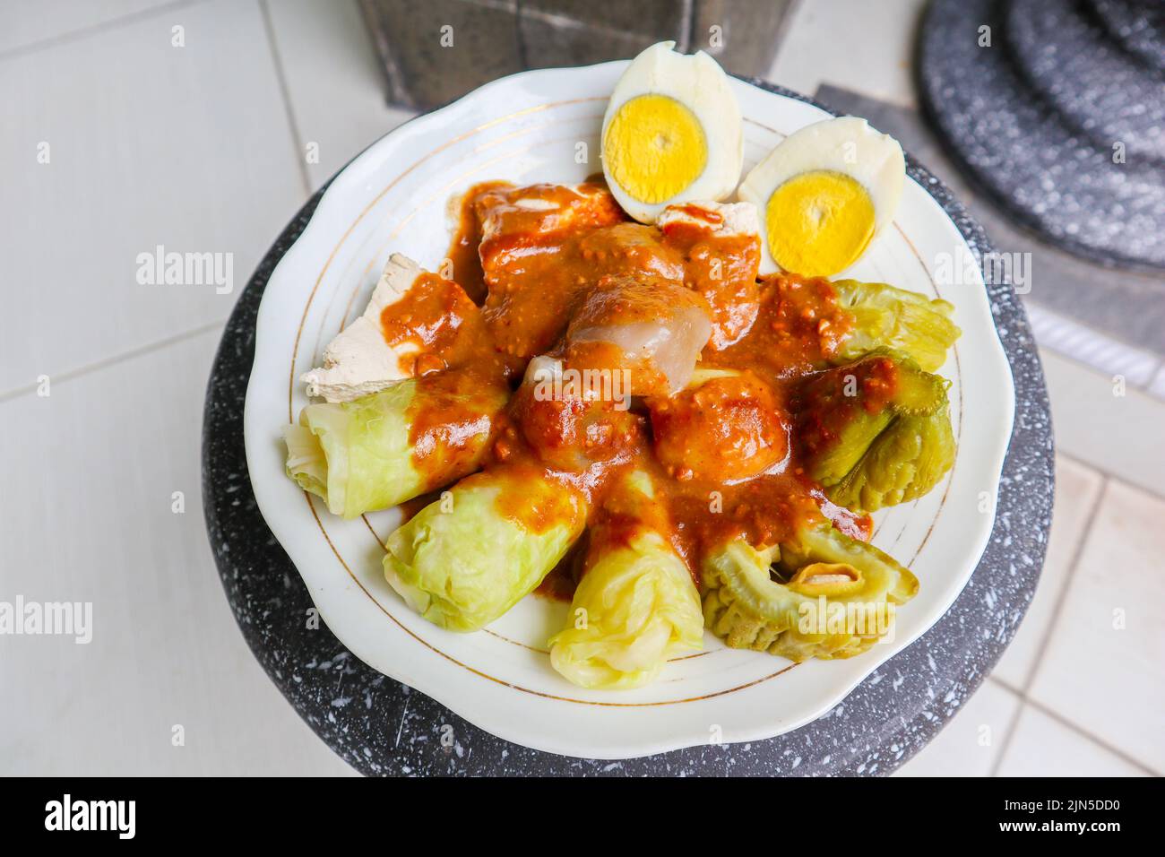 siomay or dumplings is traditional indonesian- china food with peanut ...