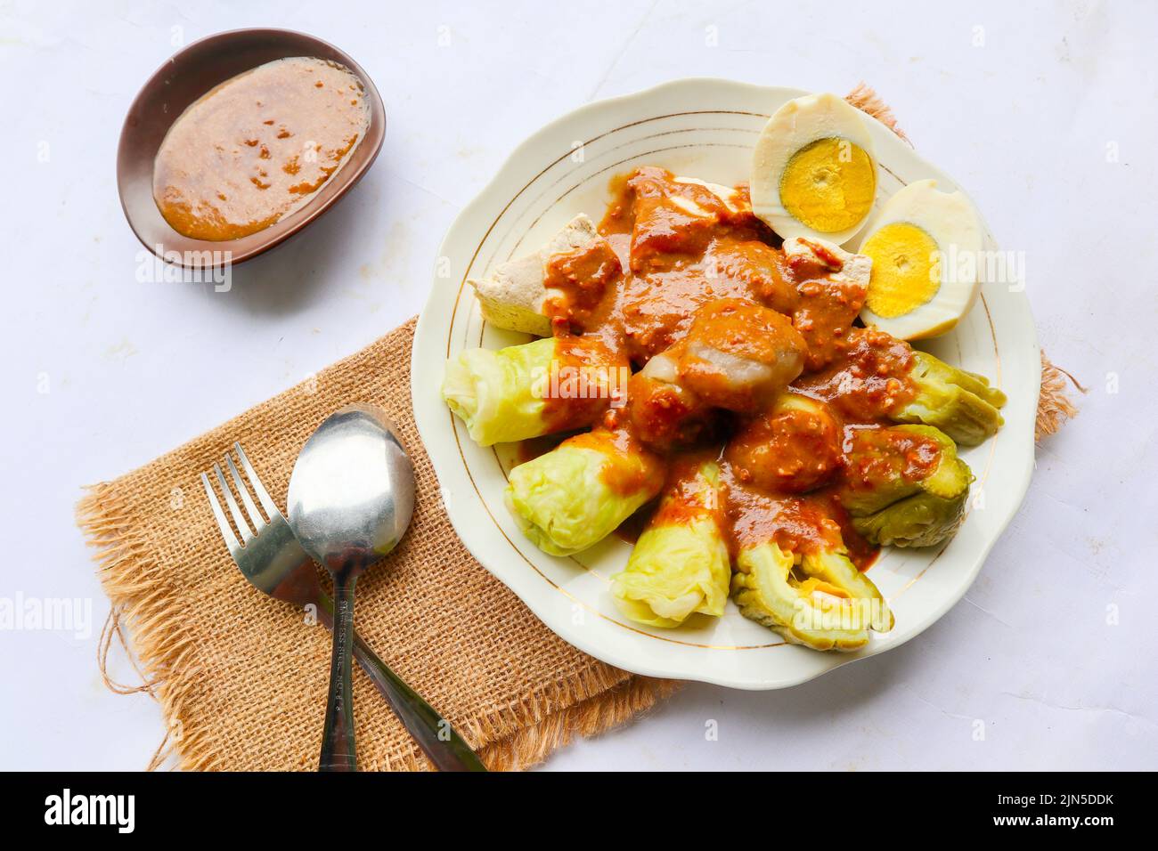 siomay or dumplings is traditional indonesian- china food with peanut ...