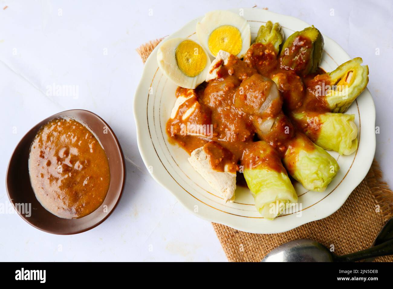 siomay or dumplings is traditional indonesian- china food with peanut ...