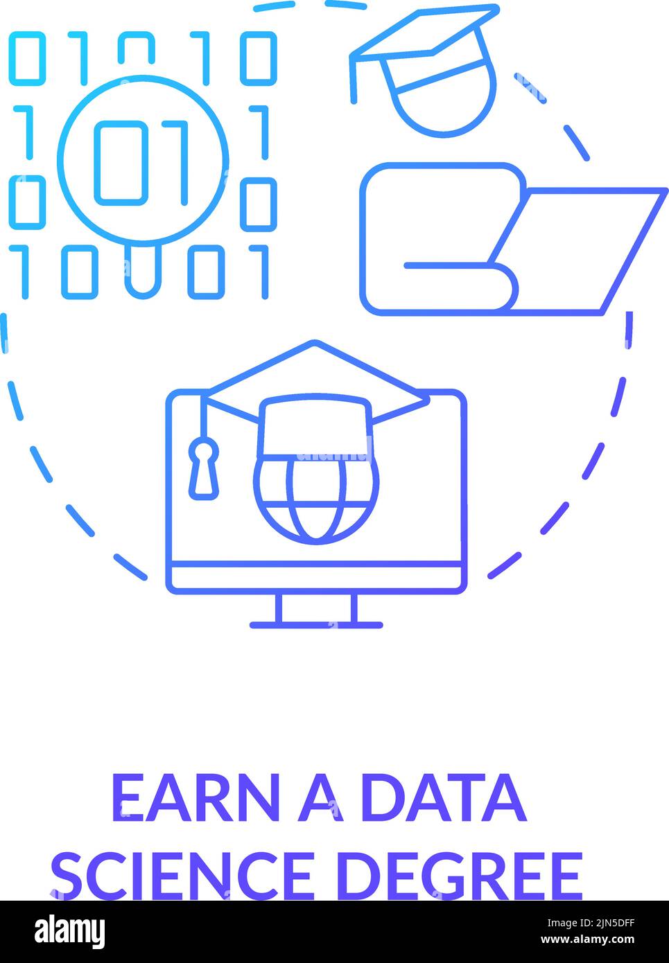 Earn data science degree blue gradient concept icon Stock Vector Image ...