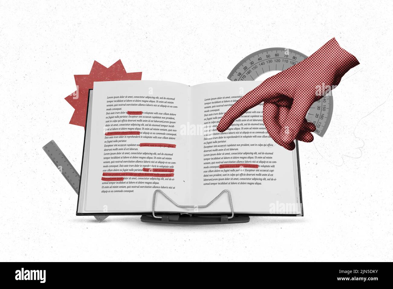 Creative abstract template graphics image of arm pointing finger open ...