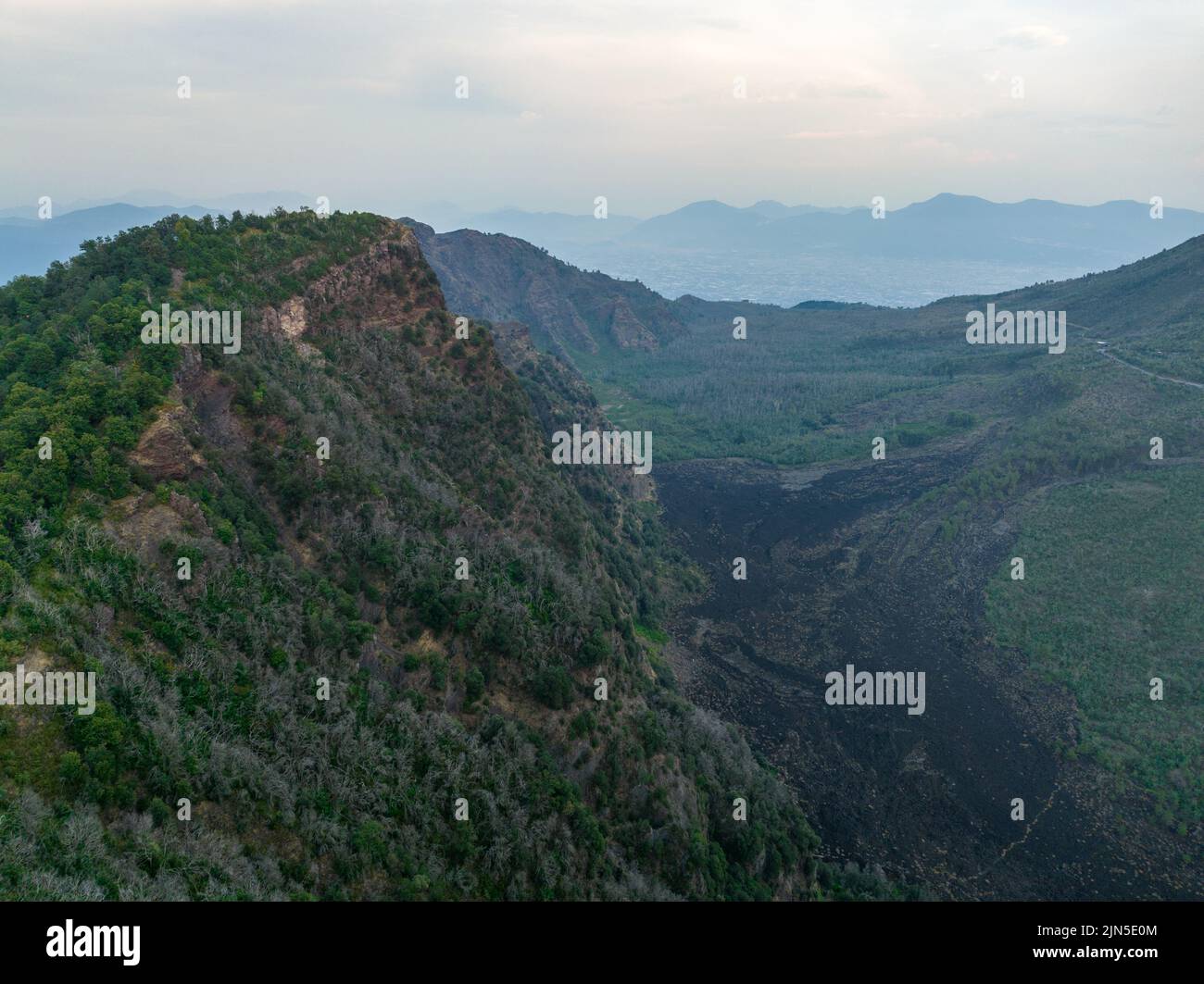 Italy volcano Vesuvius seen from above. Mount Vesuvius is a somma ...