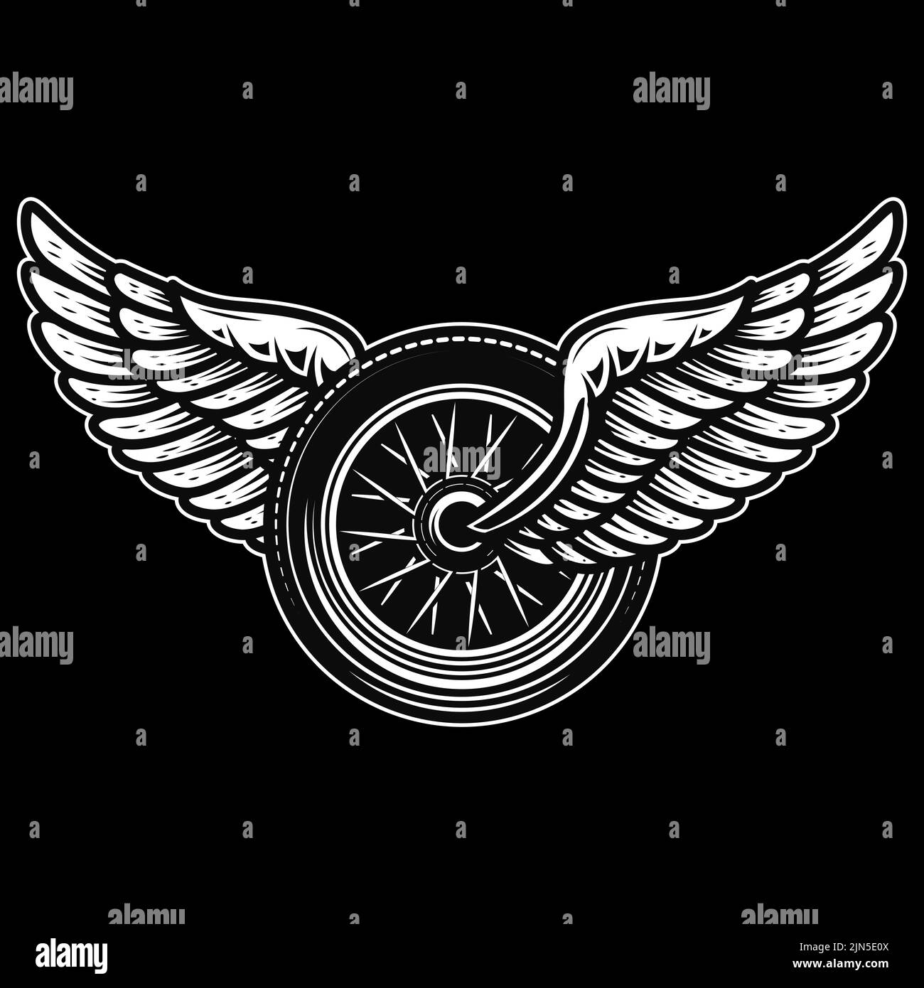 Winged wheel in monochrome style. Design element for logo, label, sign ...