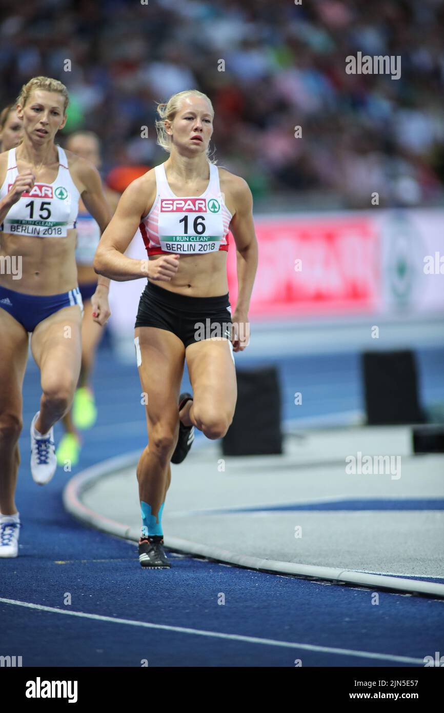Sarah Lagger participating in the 800 meters in the Heptathlon at the ...